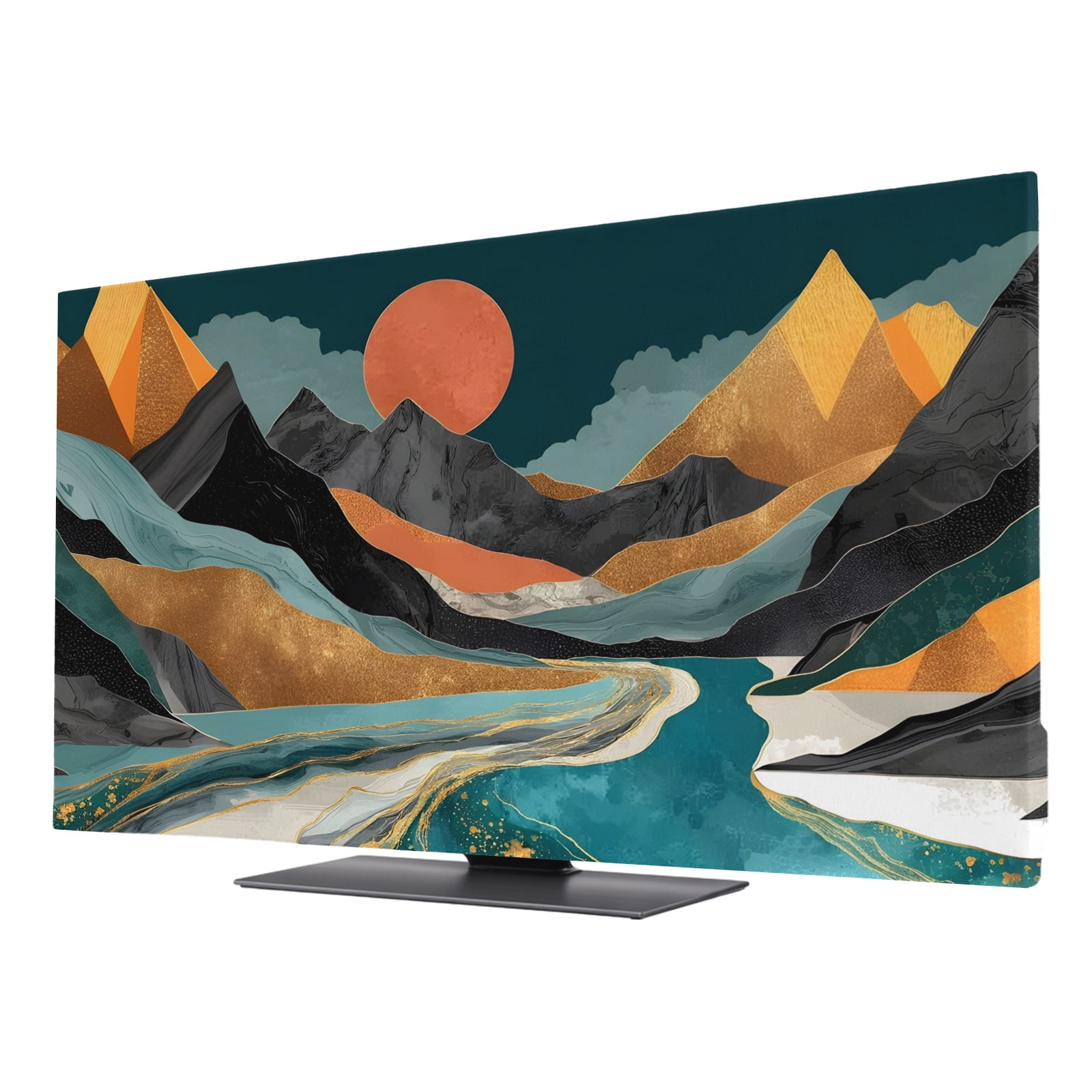 Abstract Mountain Peaks TV Cover for 55 Inch Screen,Stretch Fabric ...