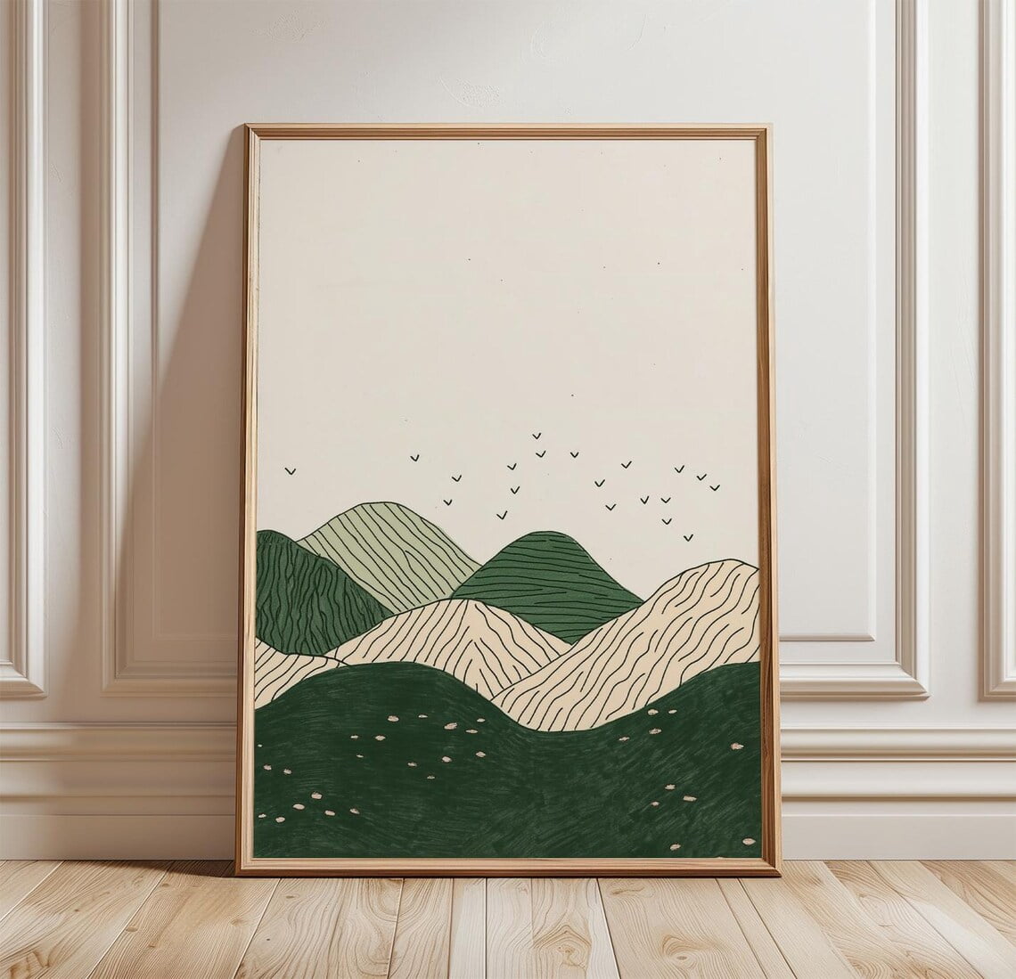 Abstract Mountain Poster Minimal Landscape Art Modern Nature Green ...