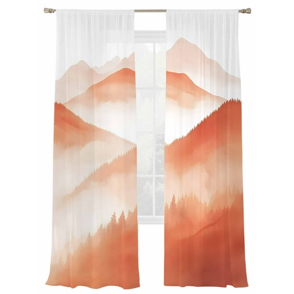 Abstract Mountain Sheer Curtains for Living Room Bedroom, Light ...