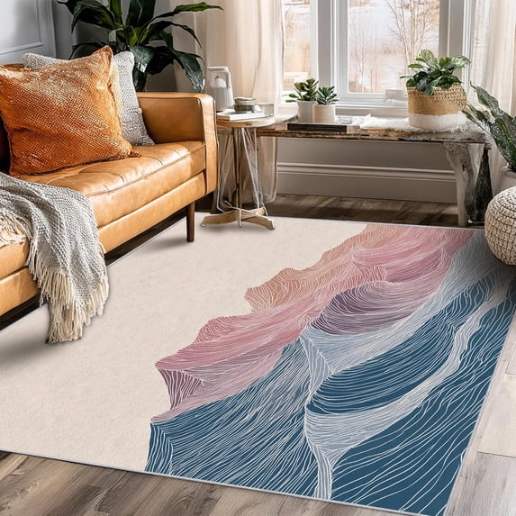 Abstract Mountain Stripe Area Rugs, Boho Modern Carpet, Washable Non ...