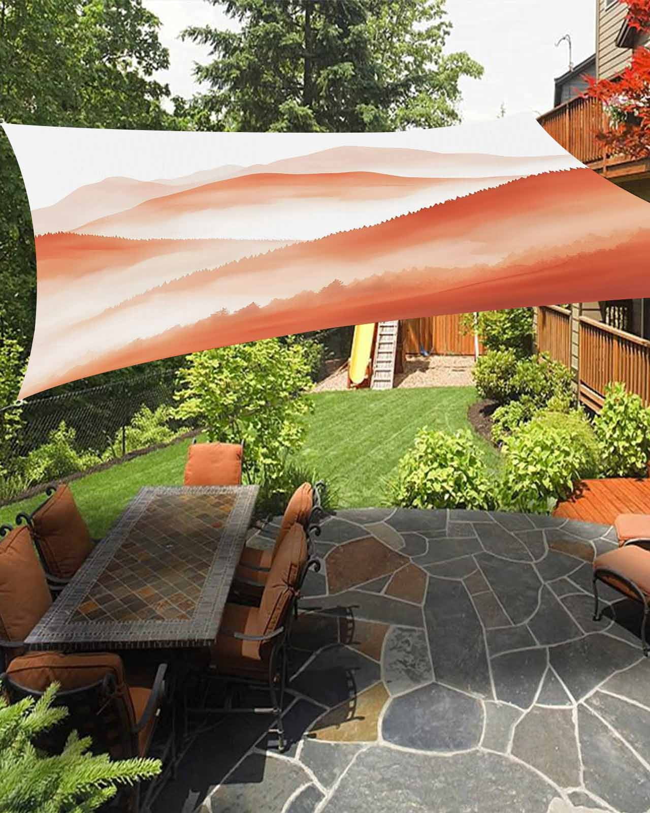 Abstract Mountain Sun Shade Sail 8'X10' Red Mountains Tree Forest ...