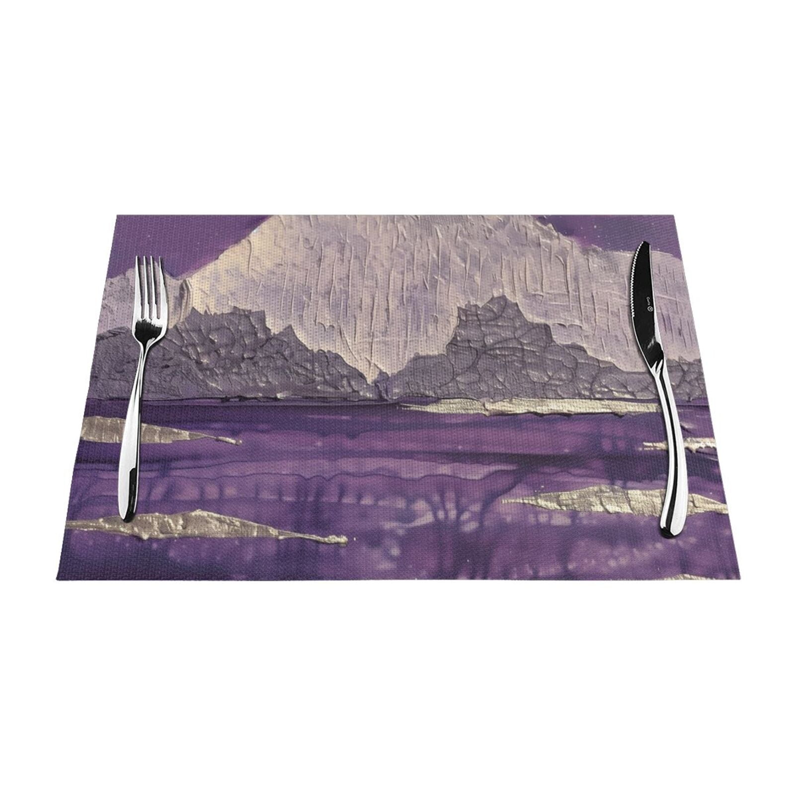 Abstract Mountain with Textured Painting Table mat can be wiped, dinner ...