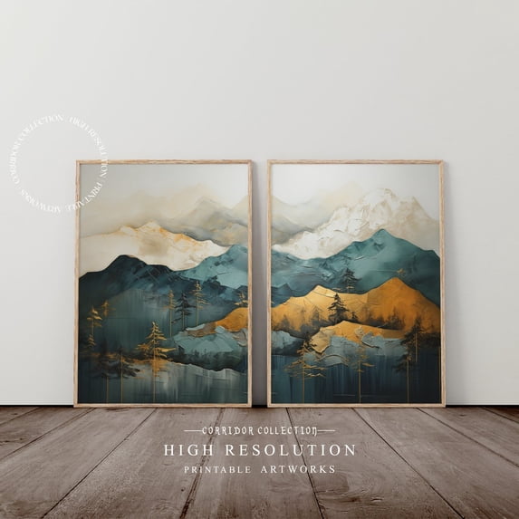 Abstract Mountain Tree Minimal Asian Chinese Landscape Wall Art Home ...