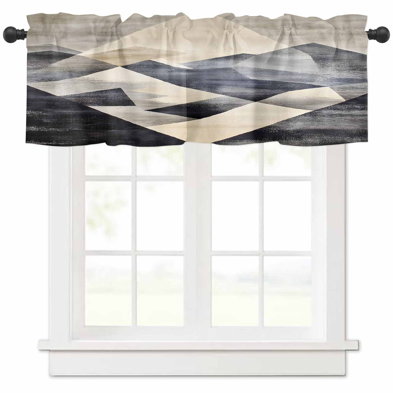 Abstract Mountain Valances for Windows Farmhouse Kitchen Curtains ...