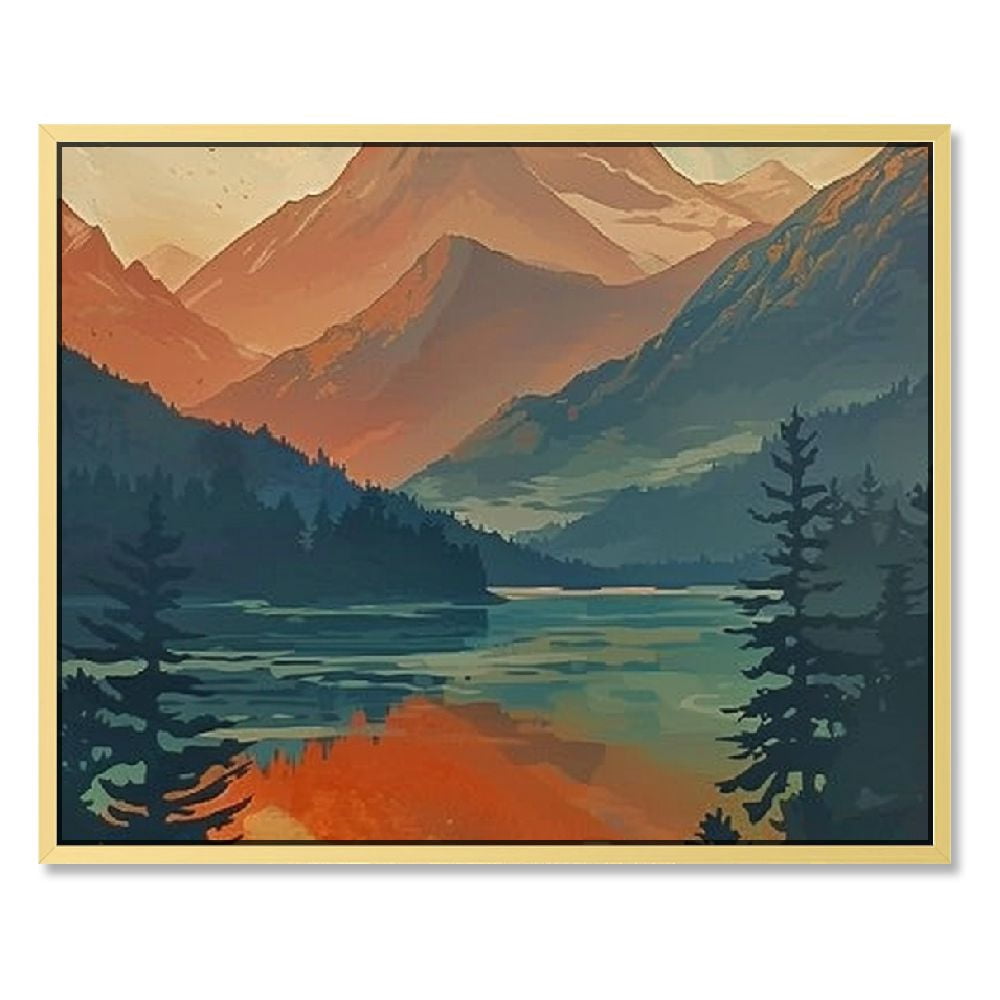 Abstract Mountain Wall Art Landscape Mid Century Art Print Nature ...