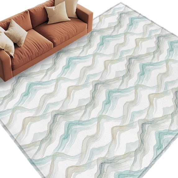 Abstract Mountains Area Rug 8x10 Washable Rug Non Slip Modern Coastal ...