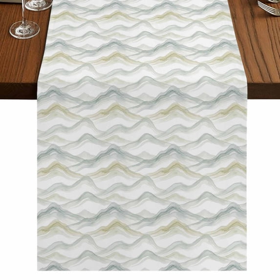 Abstract Mountains Burlap Cotton Table Runner 13x90 Inches Long, Modern ...