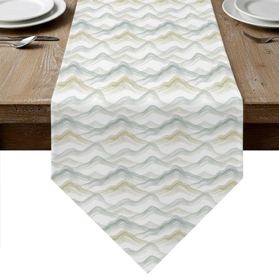 Abstract Mountains Table Runner Linen Burlap Table Runner 36 Inches ...