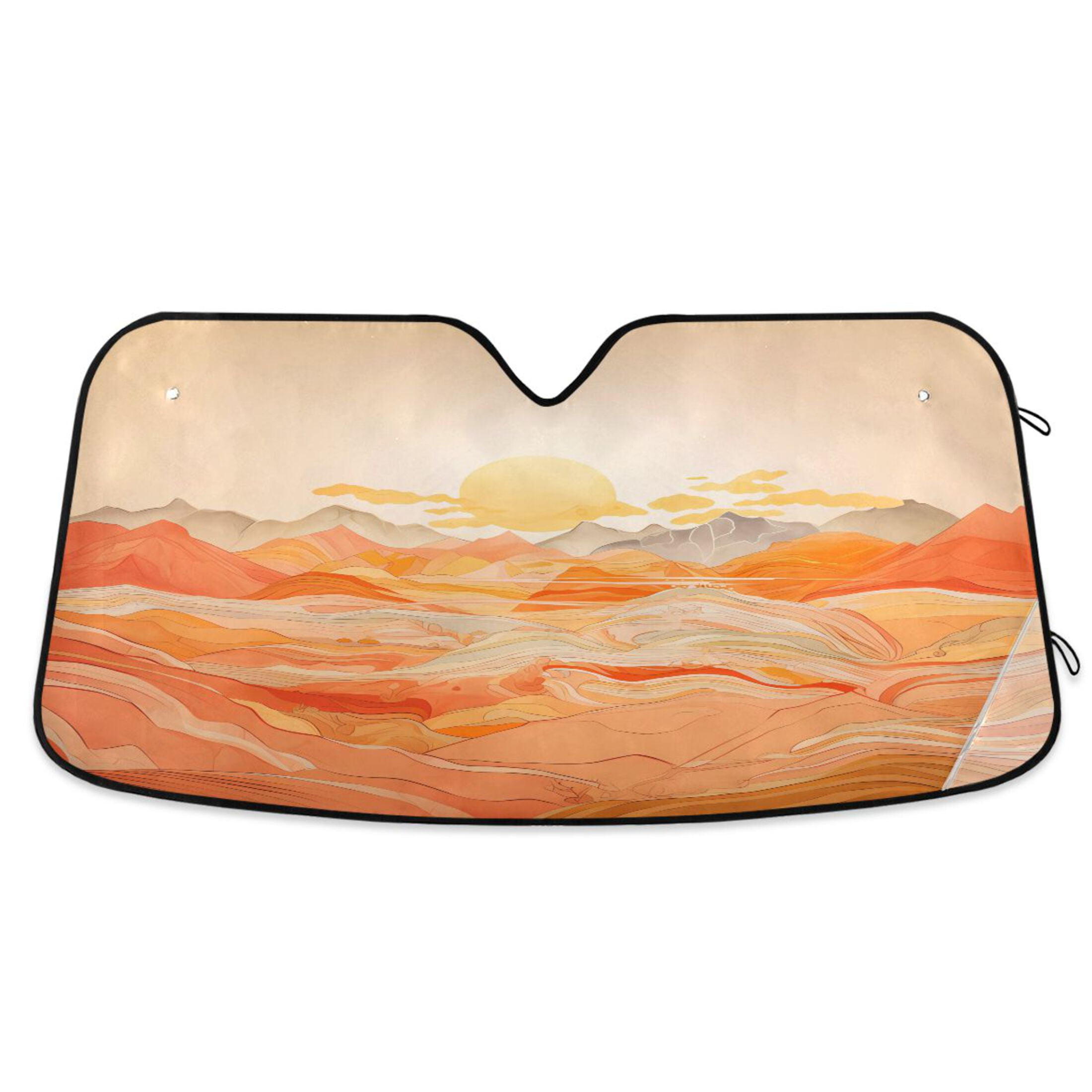 Abstract Mountains and Sun Car Windshield Sun Shade Foldable Car Front ...