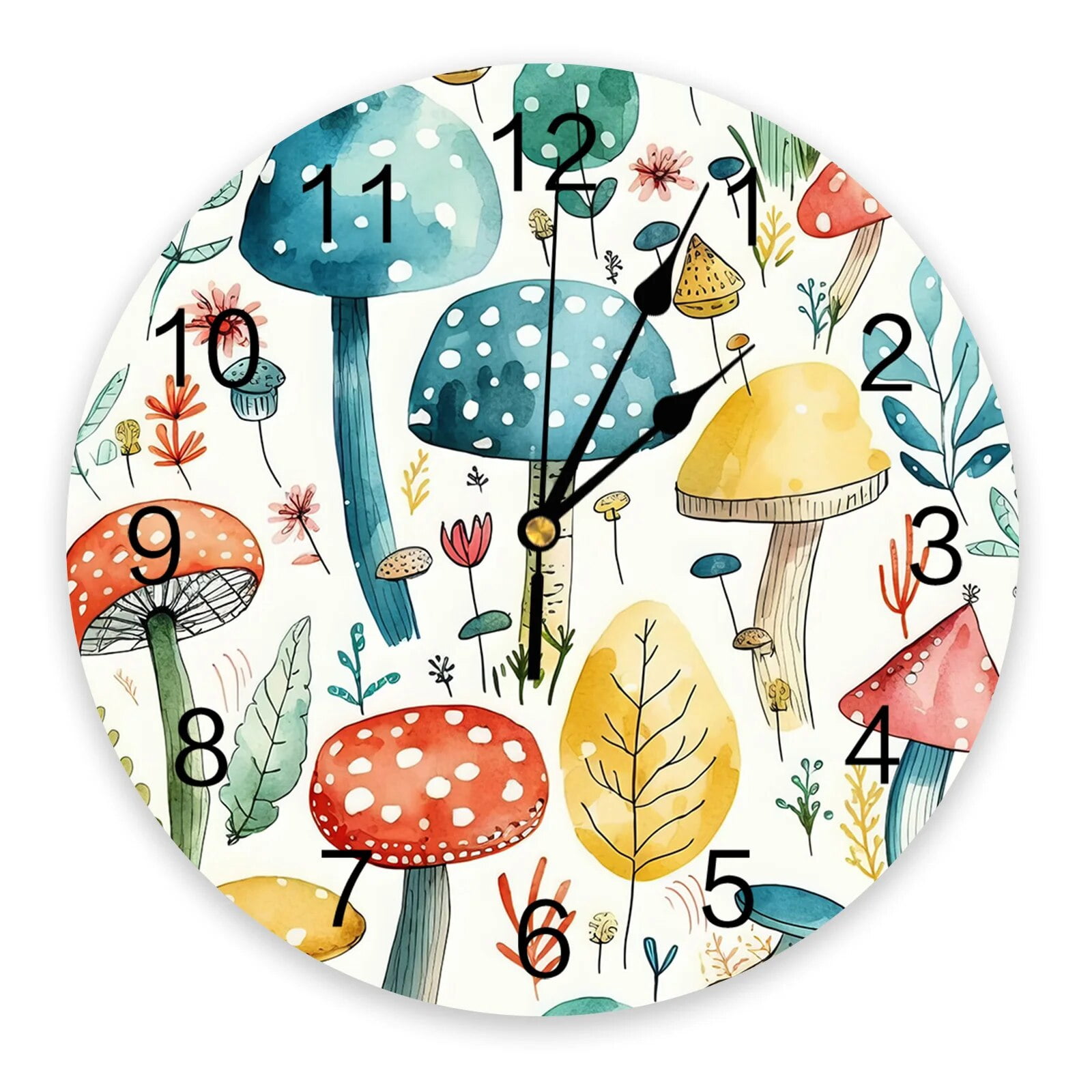 Abstract Mushroom Plant Leaf Wall Clock Large Modern Kitchen Dinning ...