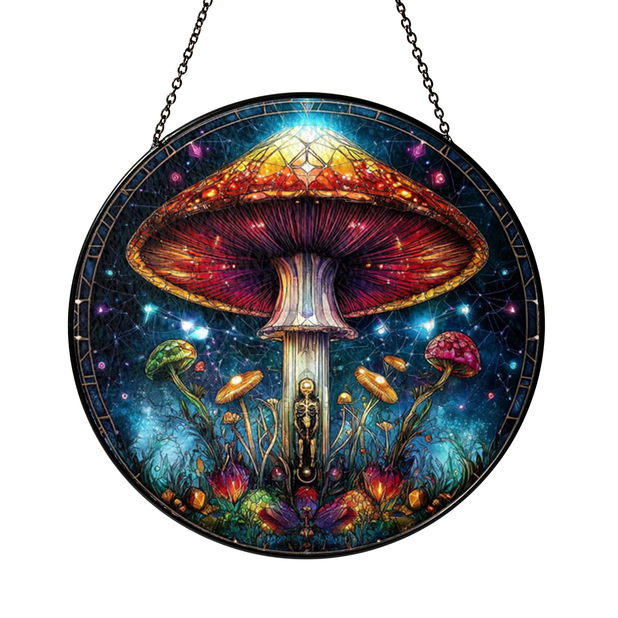 Abstract Mushroom Stained Glass Style Suncatcher Window Decor, Colorful ...