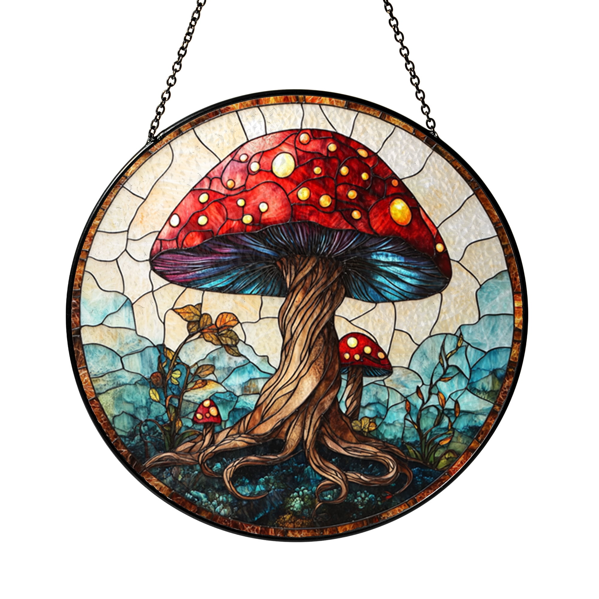 Abstract Mushroom Stained Glass Style Suncatcher Window Decor, Colorful ...
