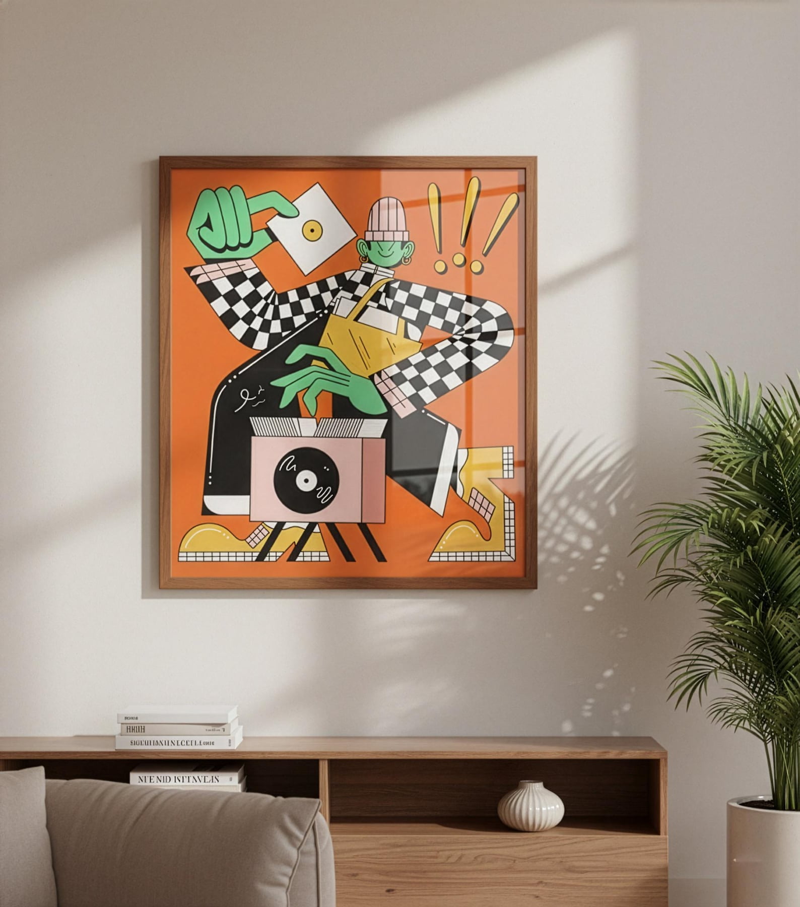 Abstract Music Art Wall Poster, Modern Graphic Illustration with DJ ...