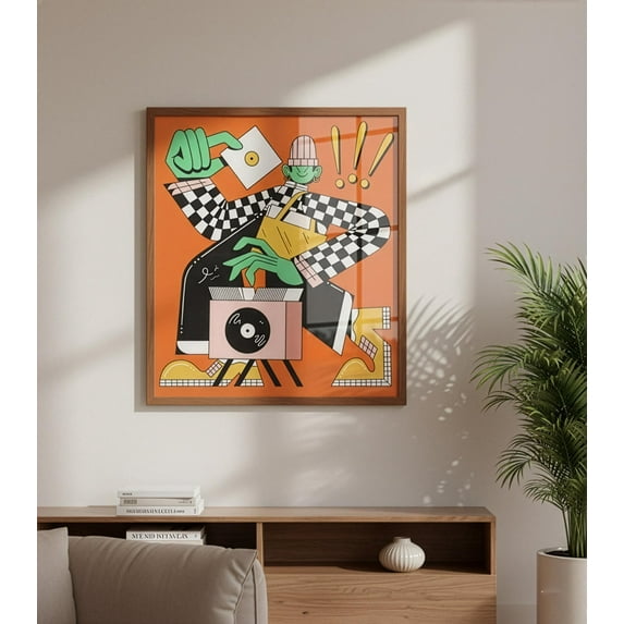 Abstract Music Art Wall Poster, Modern Graphic Illustration with DJ ...