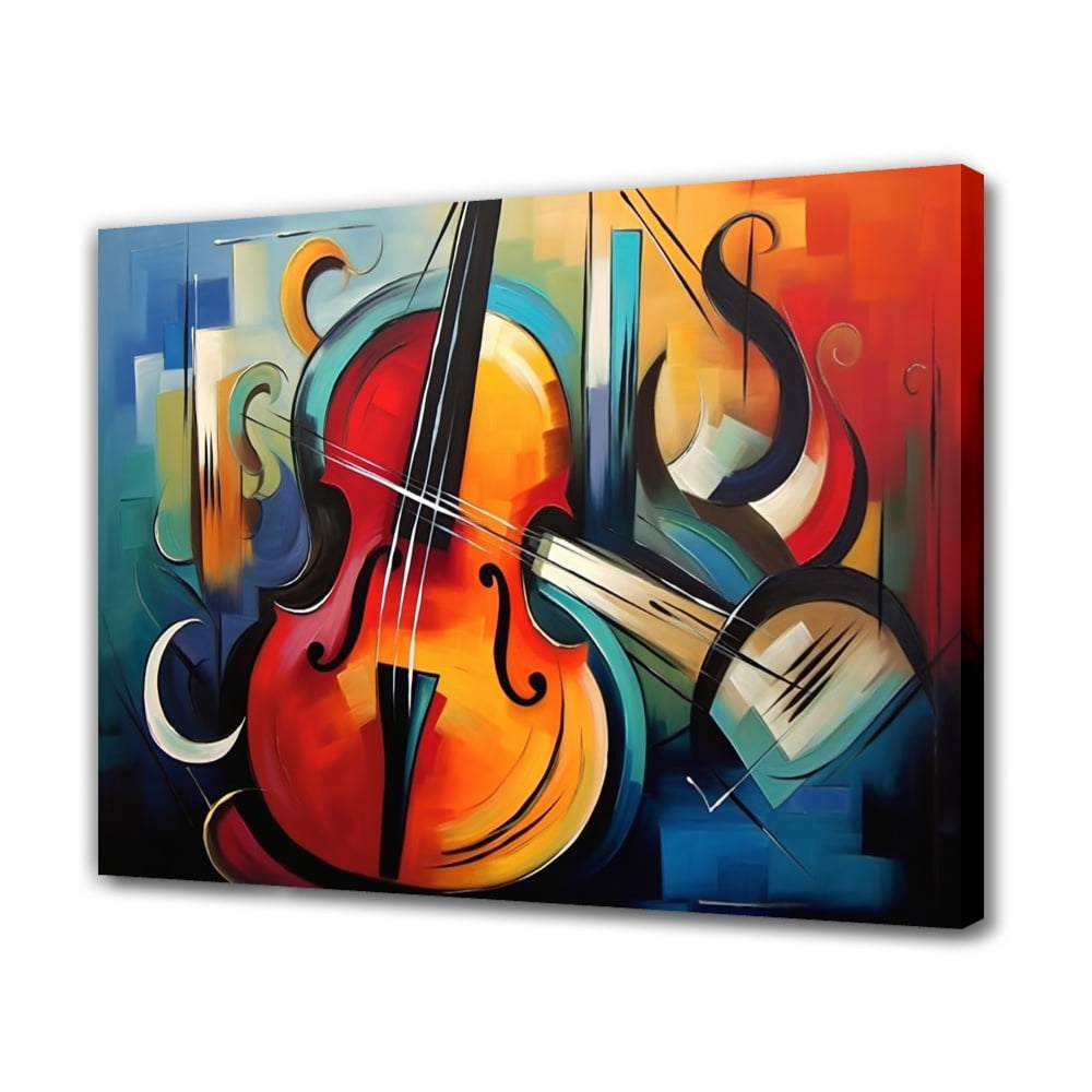 Abstract Music Background With Cello And Violin Digital Painting Canvas ...