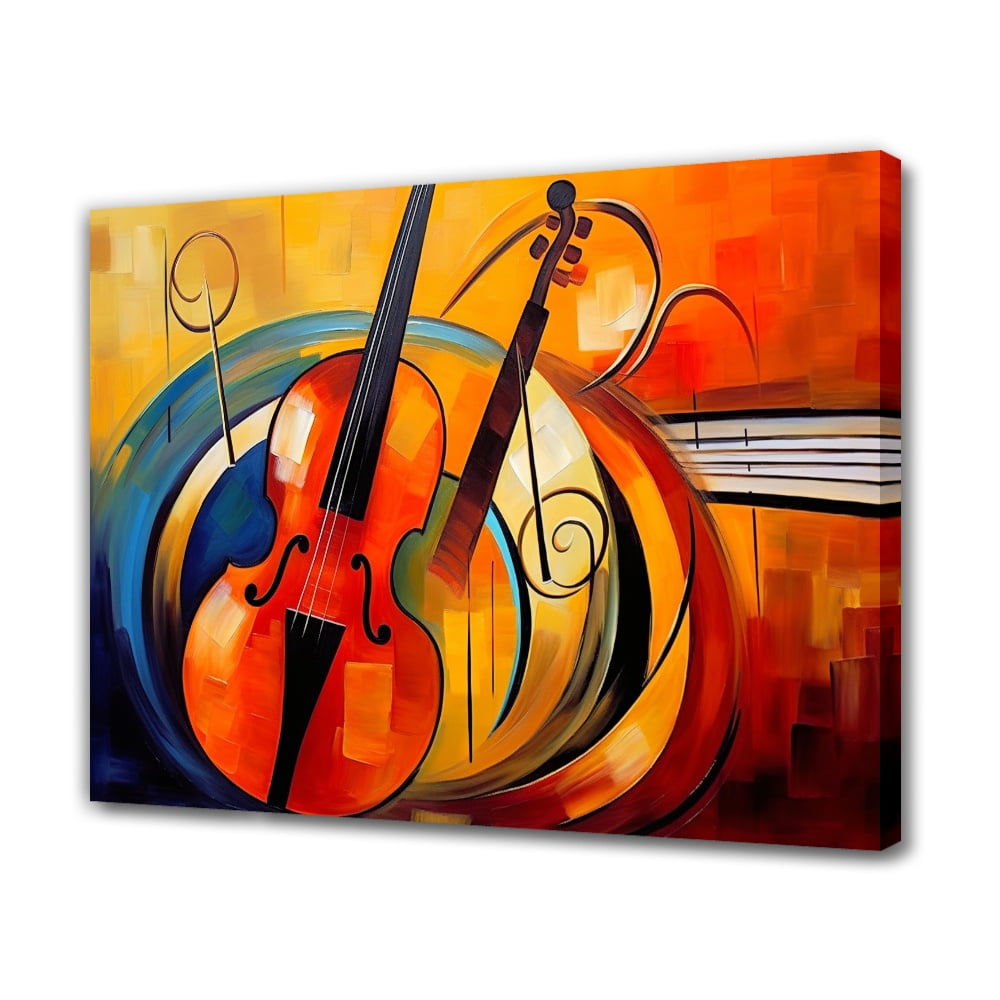 Abstract Music Background With Cello Digital Painting Canvas Poster ...