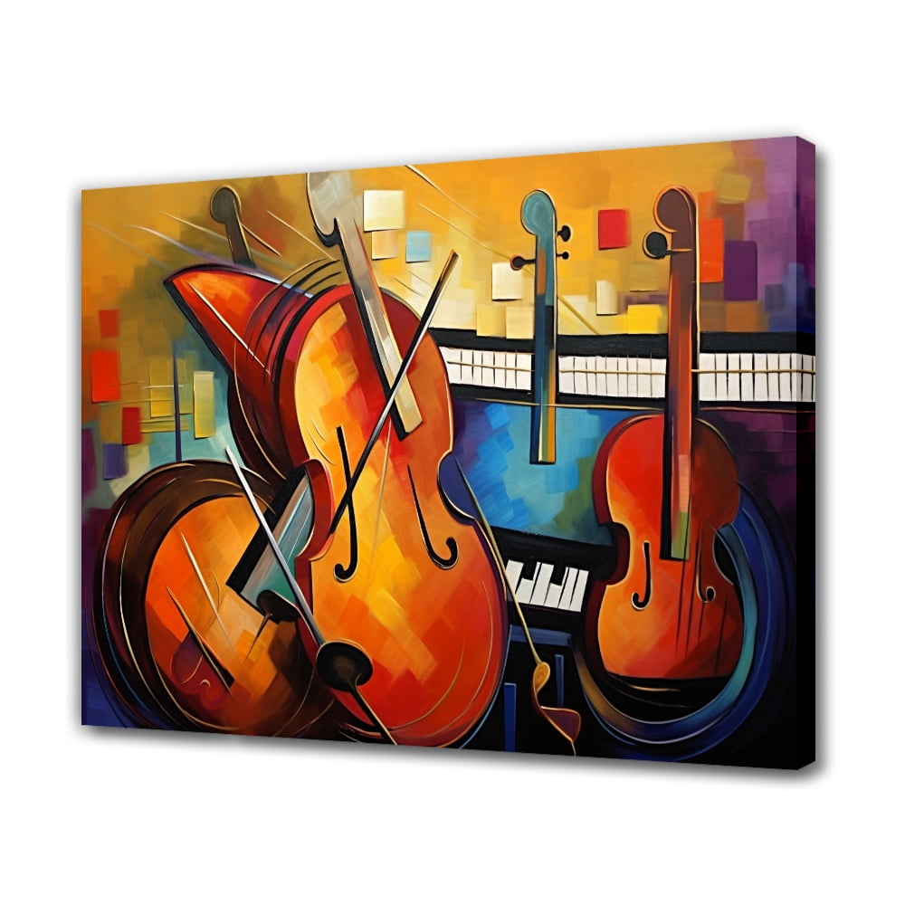 Abstract Music Background With Cello Violin And Guitar Digital Painting ...