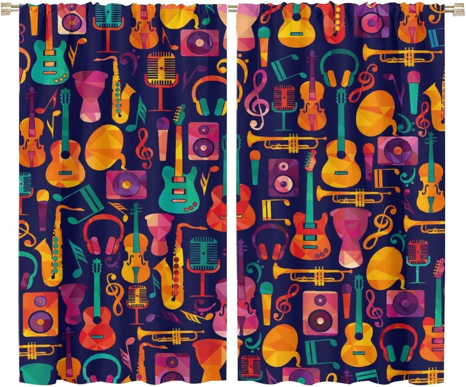 Abstract Music Curtains Colourful Guitar Music Note Musical Theme Teens ...
