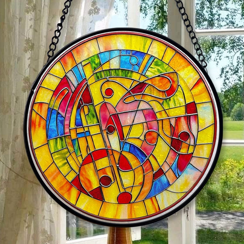 Abstract Music Note Stained Glass Suncatcher Window Hangings ...
