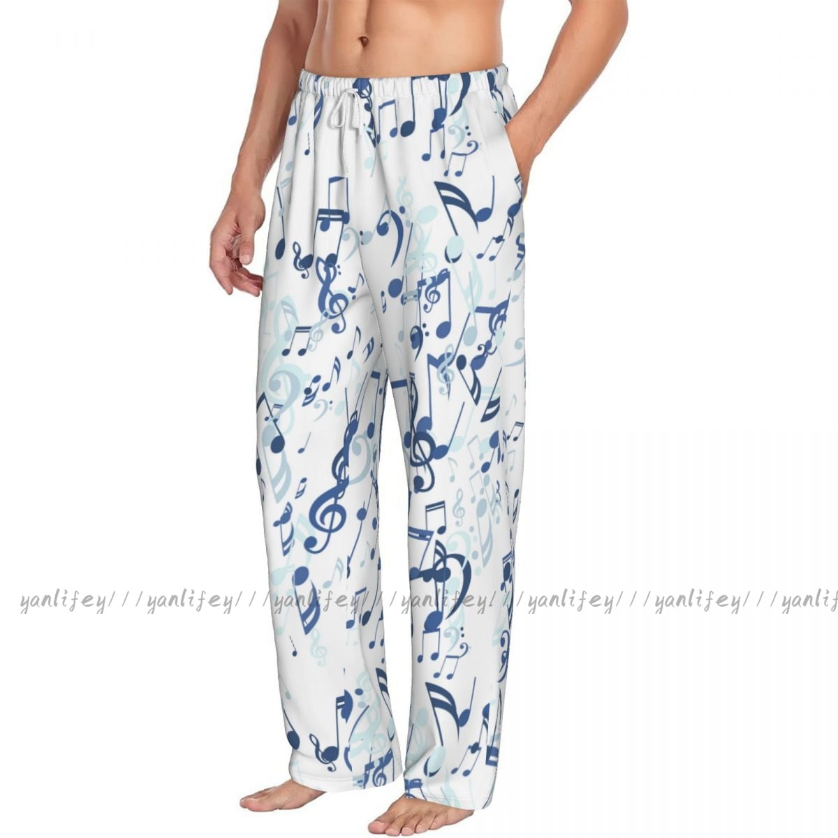 Abstract Music Notes Bass And Treble Clefs Mens Pajamas Pyjamas Pants ...