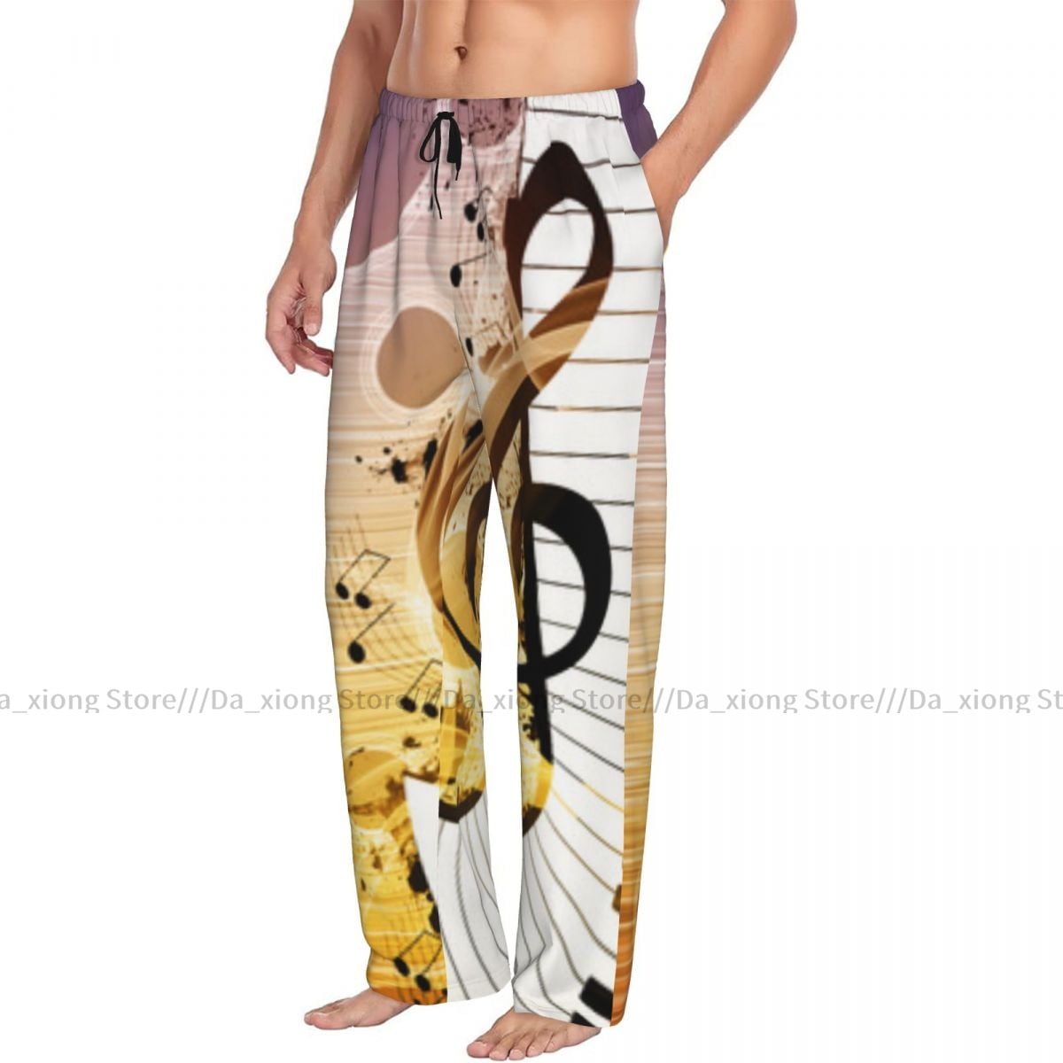 Abstract Music Notes Mens Pajamas Pyjamas Pants Lounge Pants Sleep ...