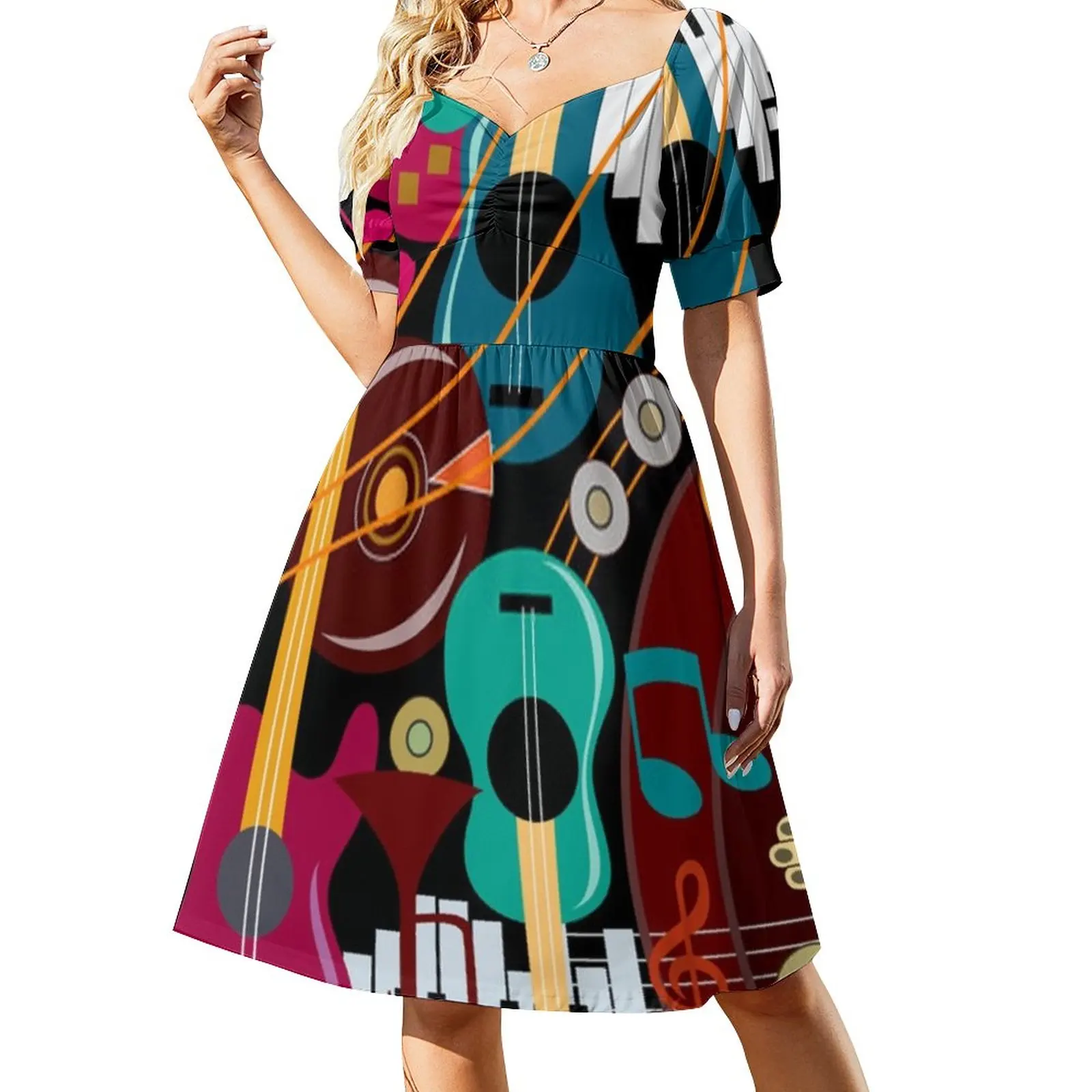Abstract Music collage musician instruments Sleeveless Dress dresses ...