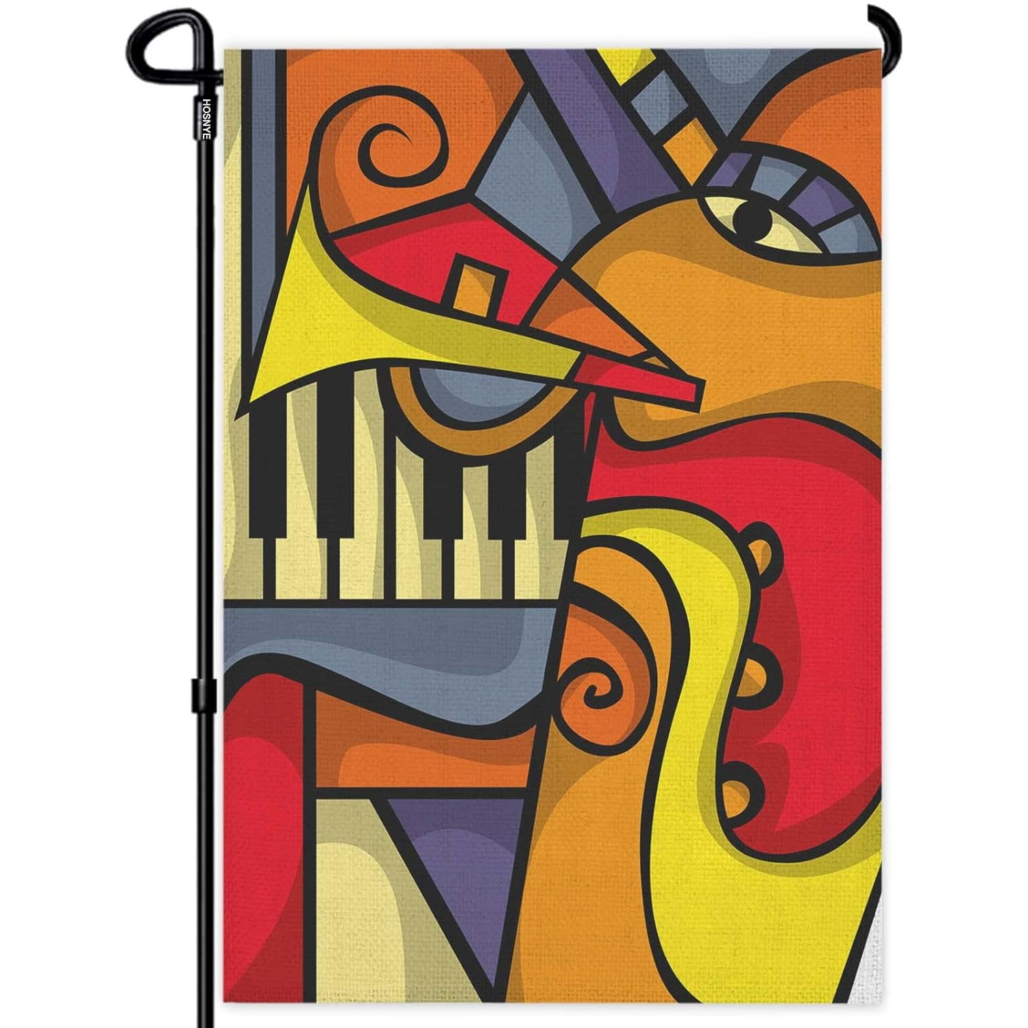 Abstract Musical Instrument Garden Flag Double Sided Jazz Art, Piano ...