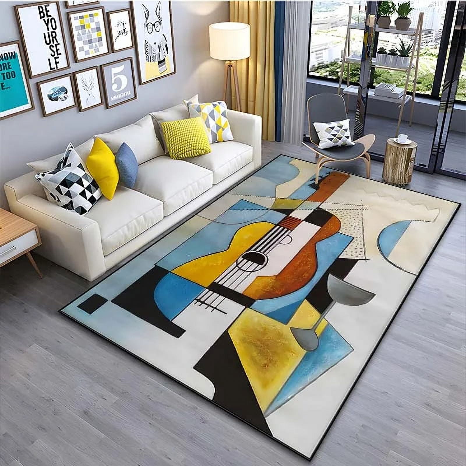 Abstract Musical Instruments Pattern Floor Rug Carpets for Living Room ...