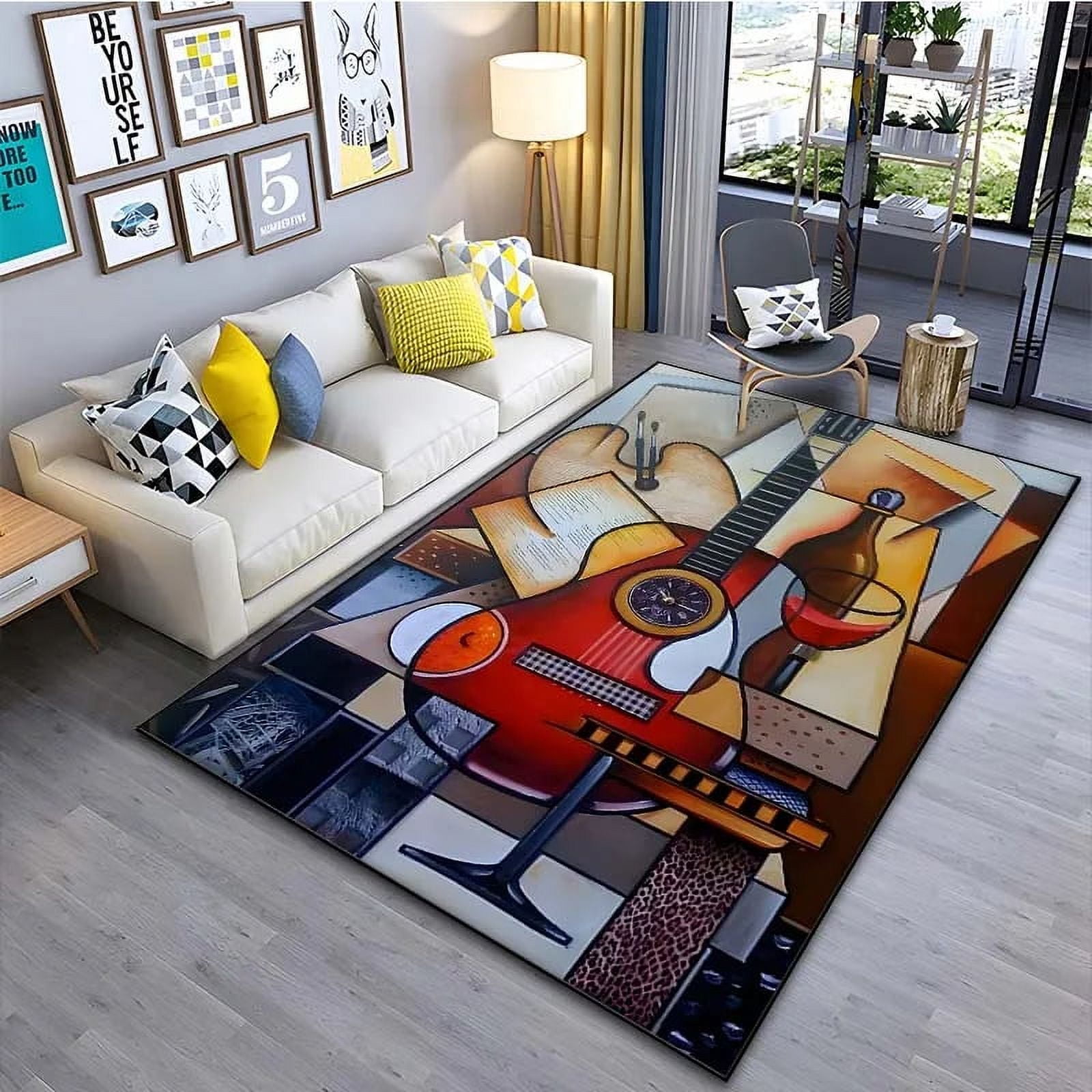 Abstract Musical Instruments Pattern Floor Rug Carpets for Living Room ...