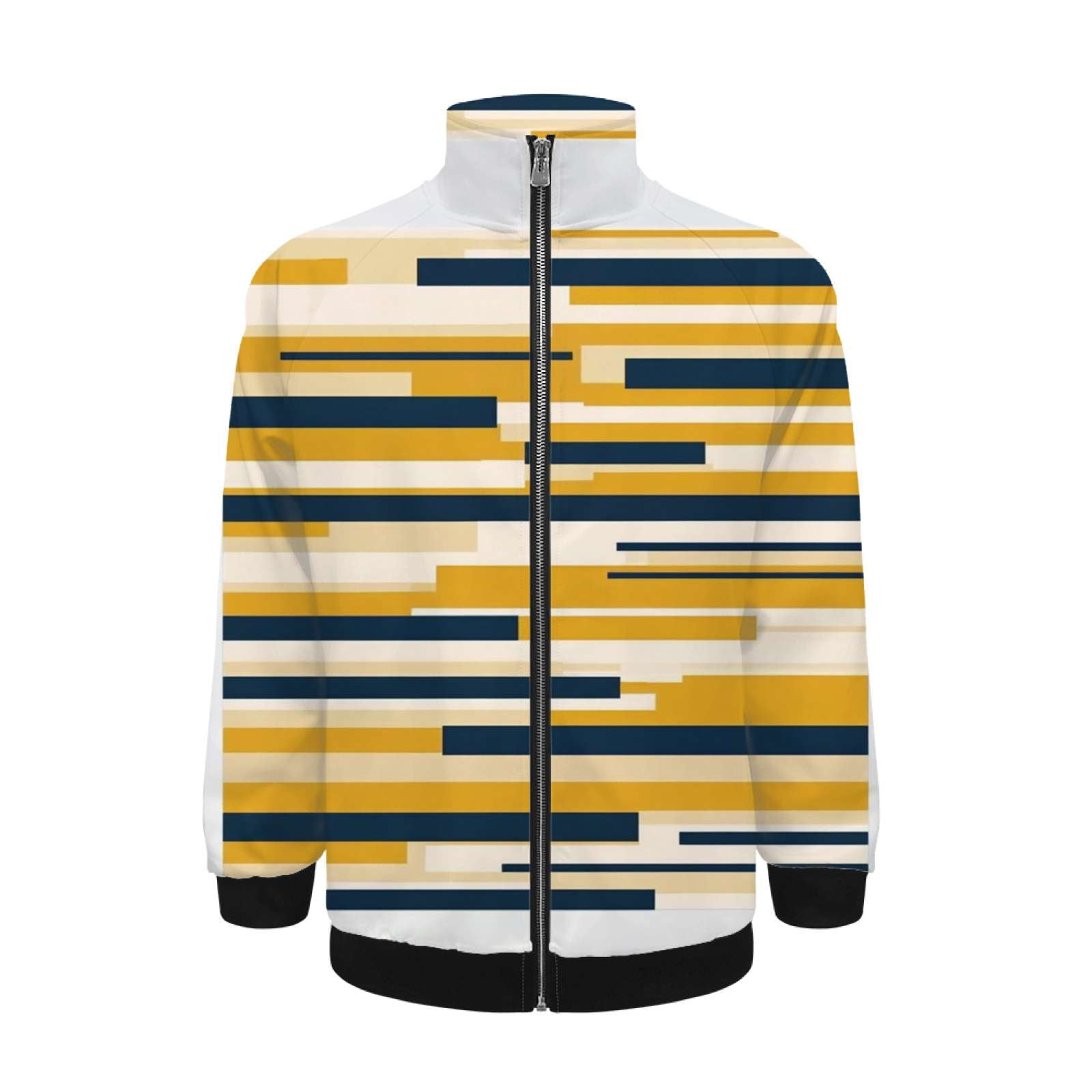 Abstract Mustard Navy Stripes Art Jacket Men's Street Cool Long Sleeves ...
