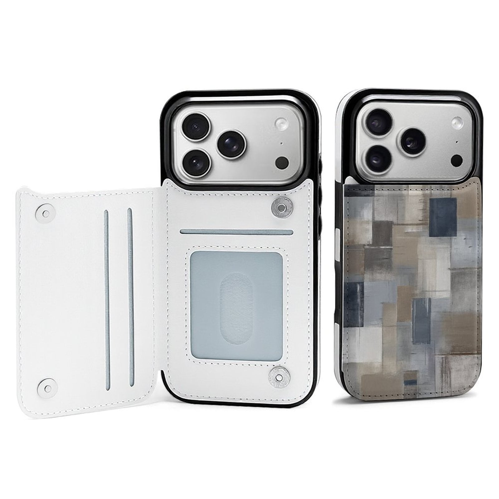 Abstract Muted Color Blocks Leather Wallet Case for iPhone13 pro Wallet ...