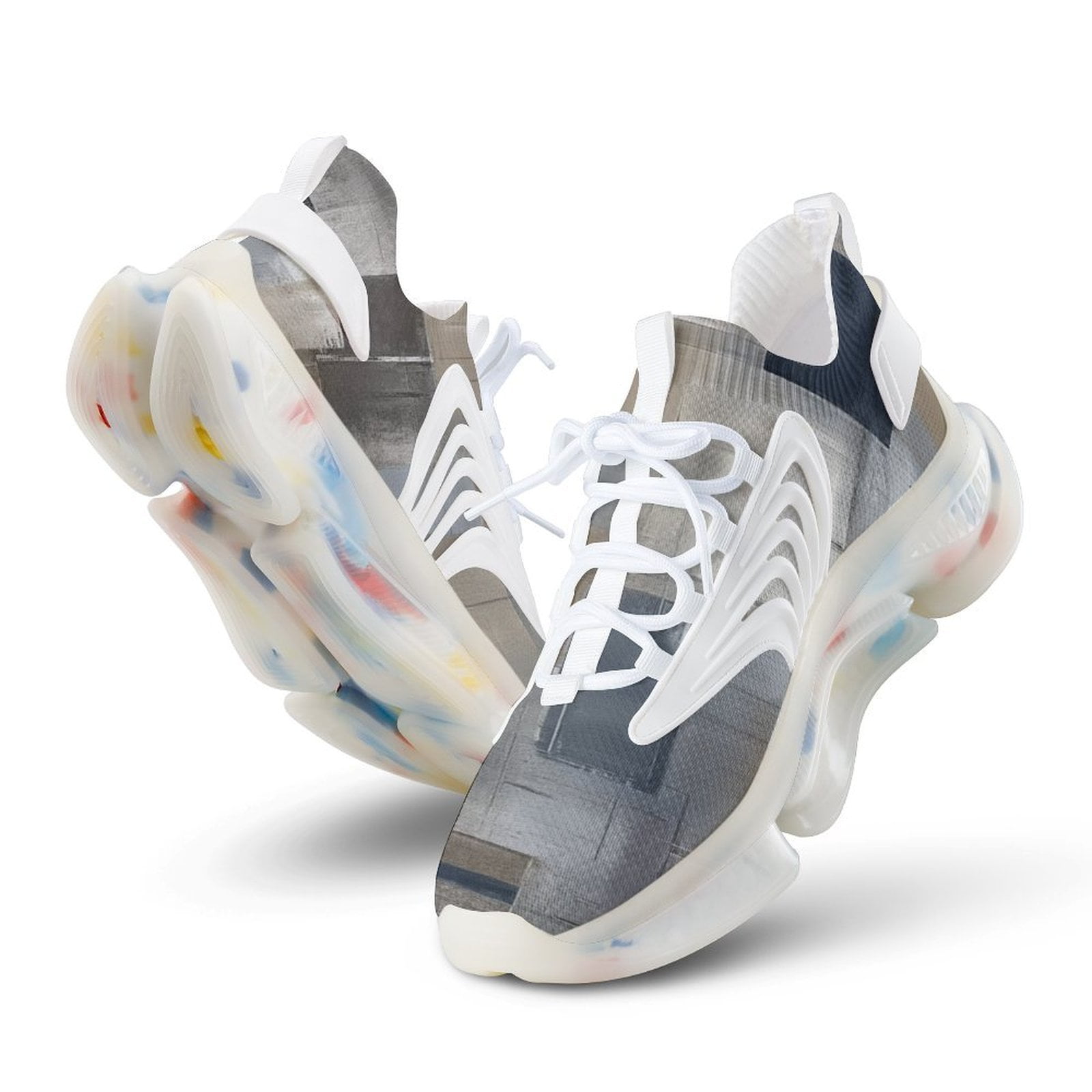 Abstract Muted Color Blocks Walking Shoes for Men Woman Lightweight ...