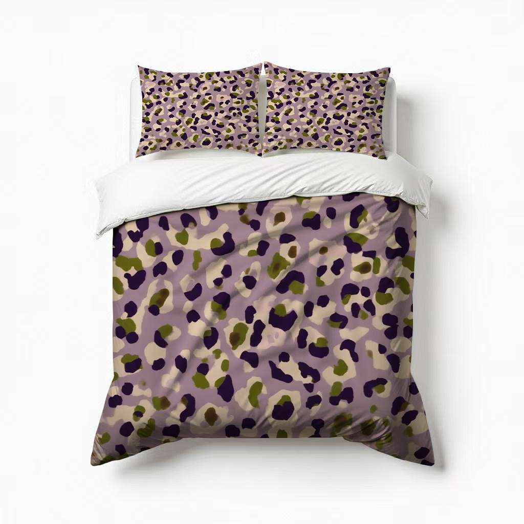 Abstract Muted Leopard Print Pattern Bedding Set 3 Pcs Soft Microfiber ...