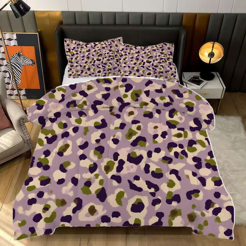 Abstract Muted Leopard Print Pattern Comforter Set Queen Size Bedding ...