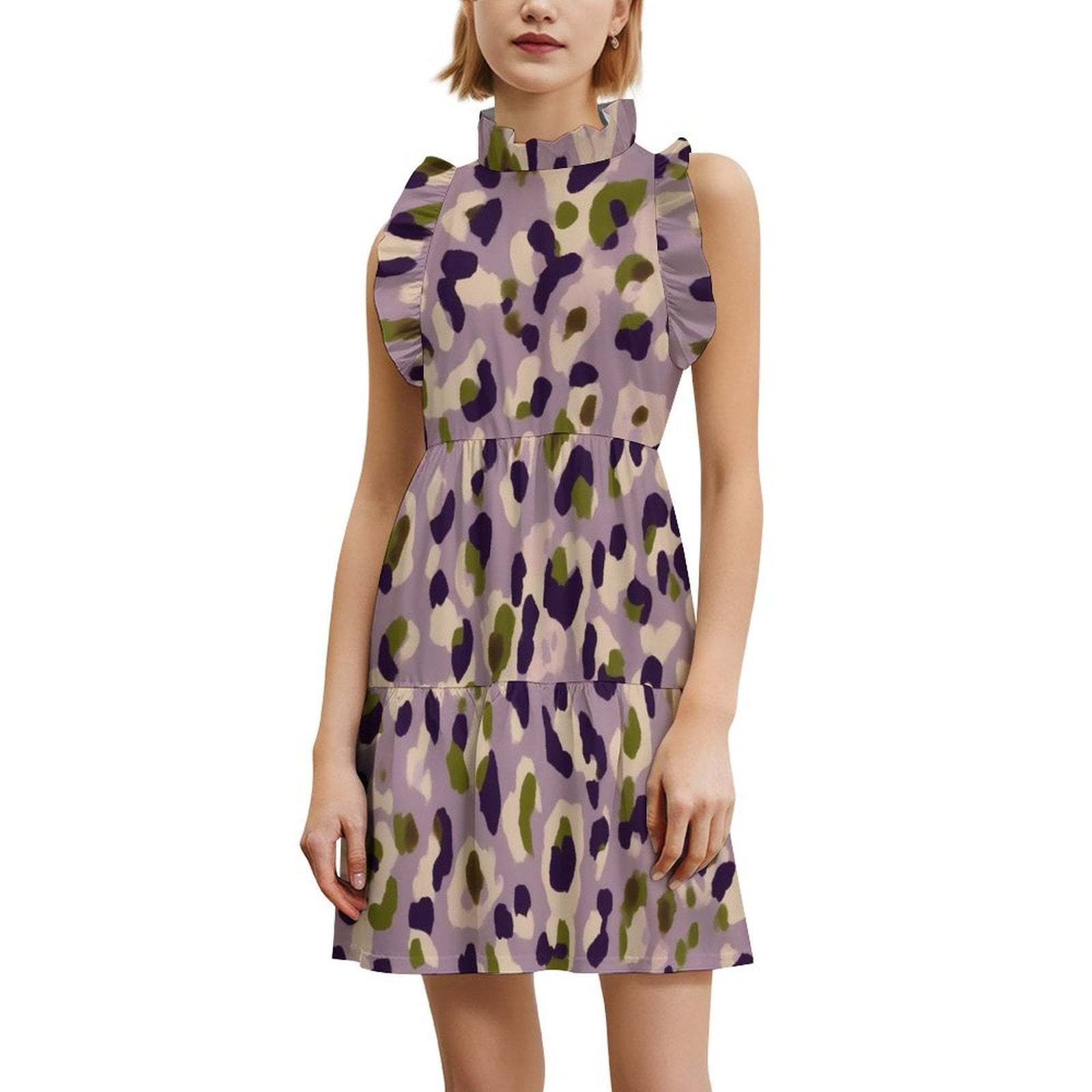 Abstract Muted Leopard Print Pattern Women's Fashion Casual Dress ...
