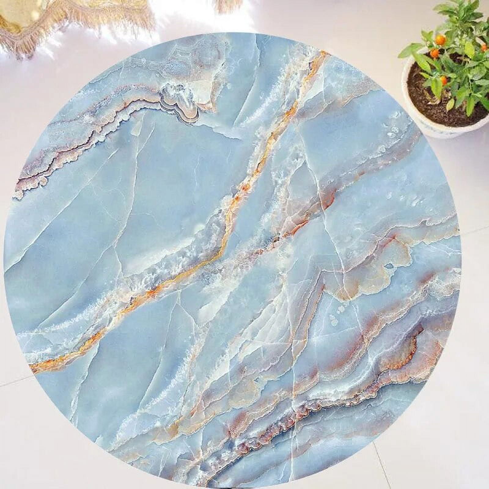 Abstract Natural Black Marble with Gold Texture Round Carpet Living ...