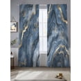 Abstract Natural Marble Art Chiffon Sheer Curtains 84 Inches Long Blue ...