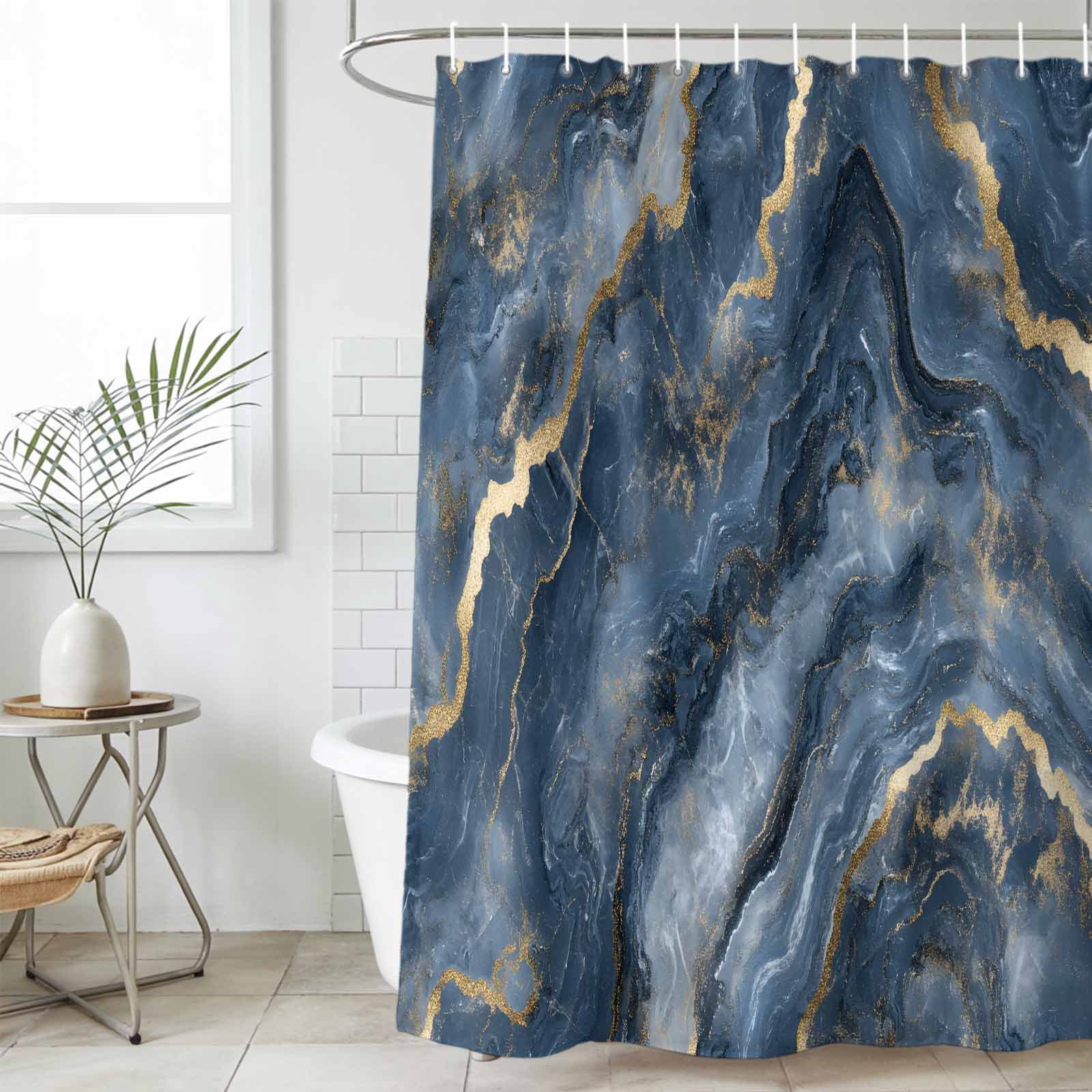 Abstract Natural Marble Art Shower Curtain Set, Waterproof Shower ...