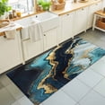 Abstract Natural Marble Teal Black Rectangle Area Rug 2x6ft,Living Room ...