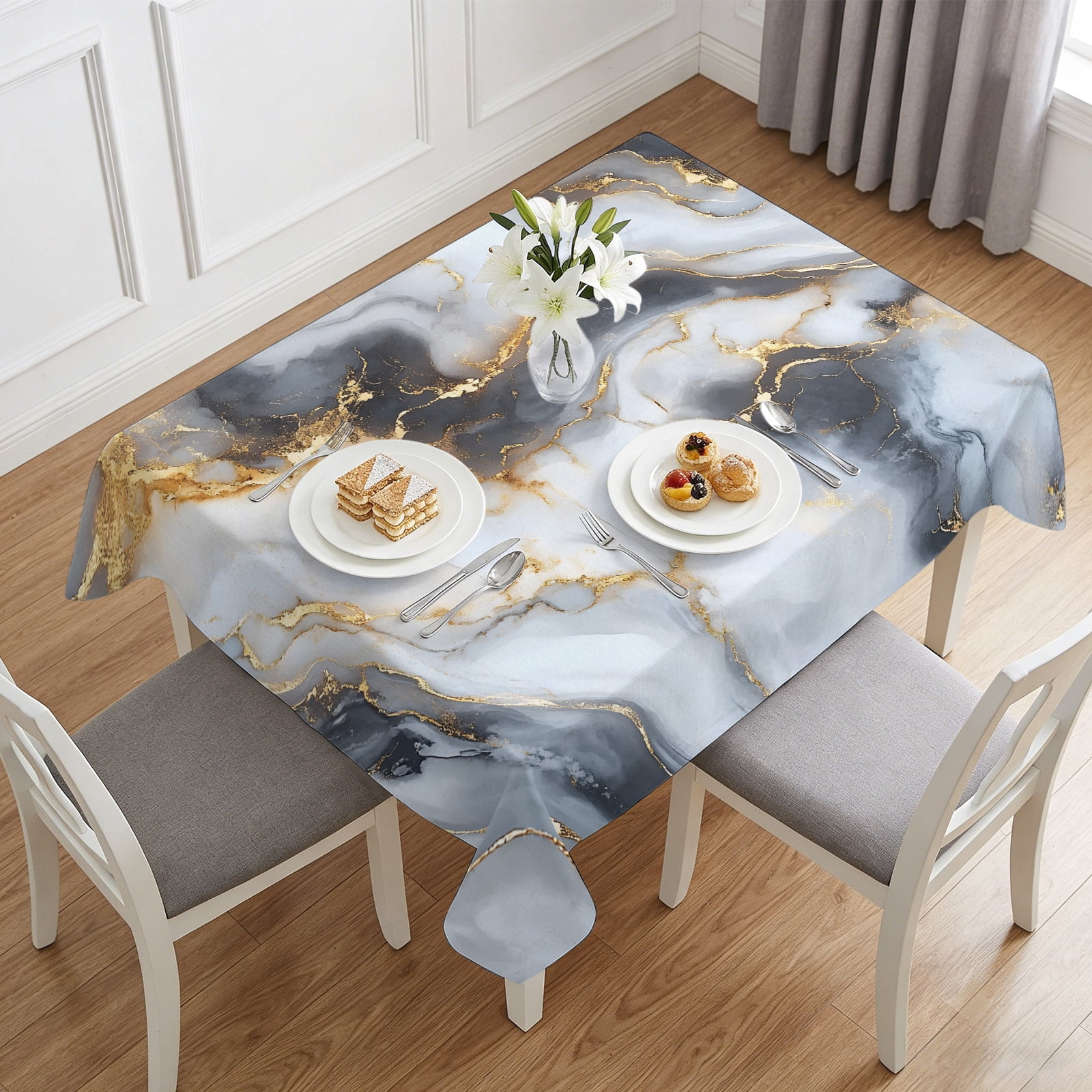 Abstract Natural Marble Texture Table Cloth 60x84in, Waterproof ...