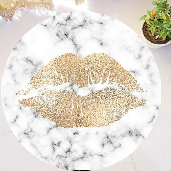 Abstract Natural White Marble with Gold Texture Round Living Room ...