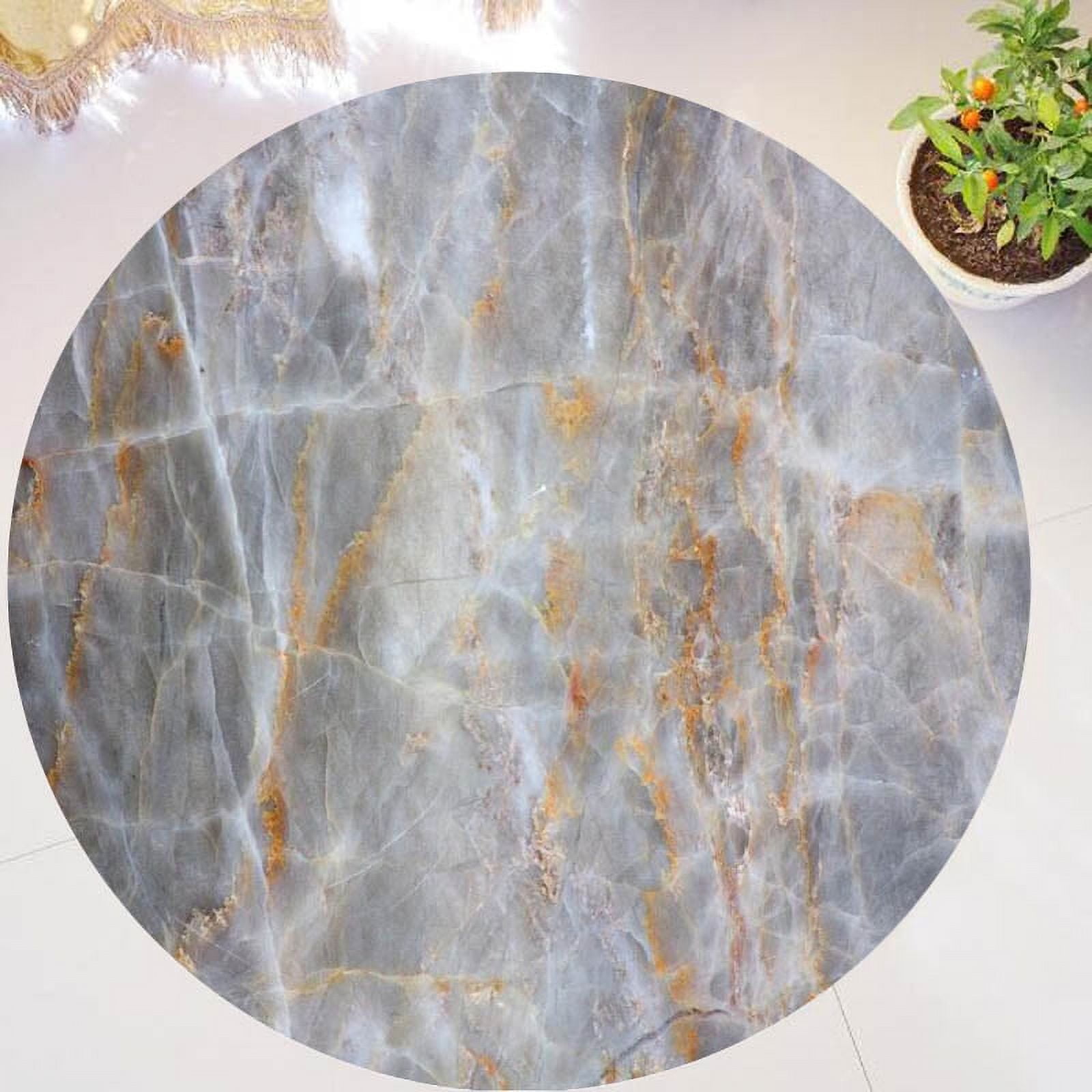 Abstract Natural White Marble with Gold Veins Texture Round Rug for ...