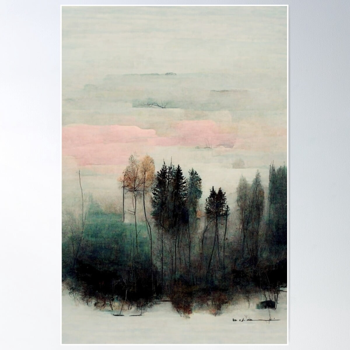 Abstract Nature Drawing In Muted Colours Poster Wall Art, Modern Wall ...