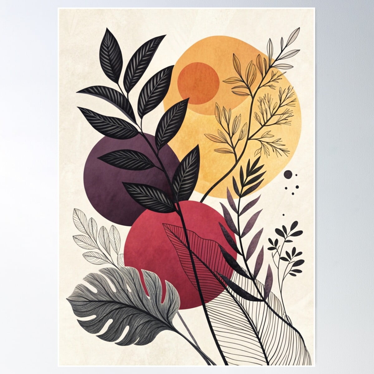 Abstract Nature Leaves In Colorful Balance Poster Wall Art, Modern Wall ...