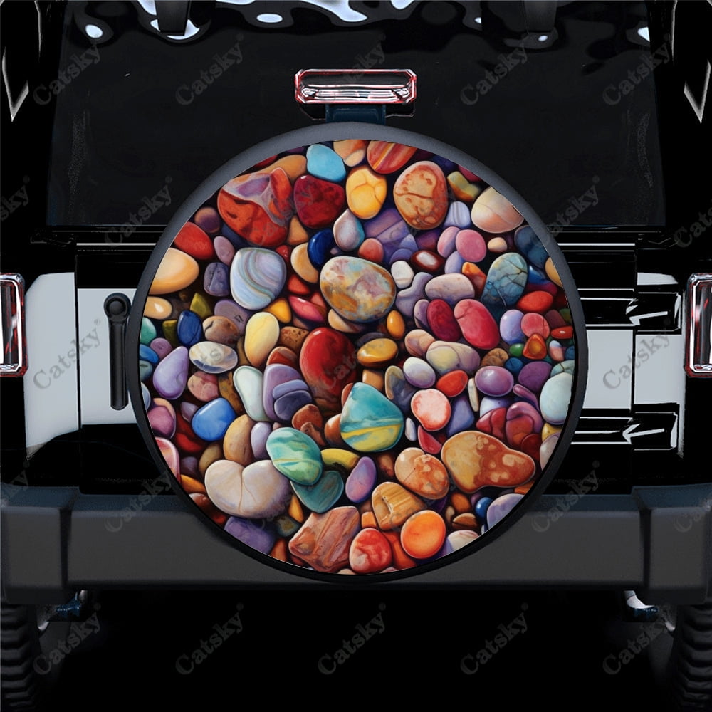 Abstract Nature Pebbles Art Pattern Polyester Universal Spare Wheel ...