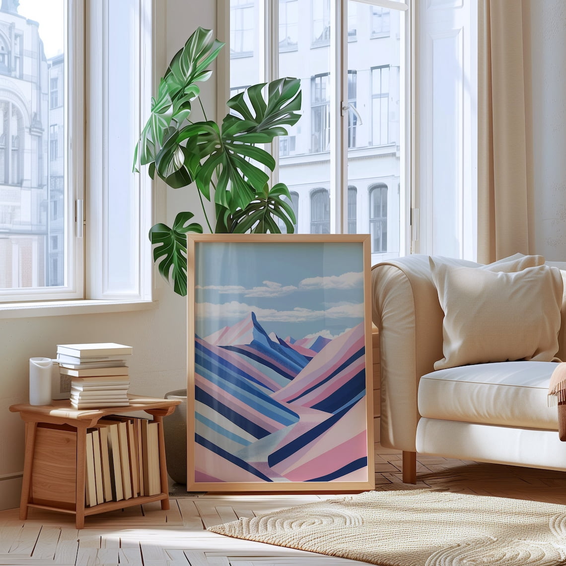Abstract Nature Wall Art Colorful Landscape Poster Striped Mountain ...