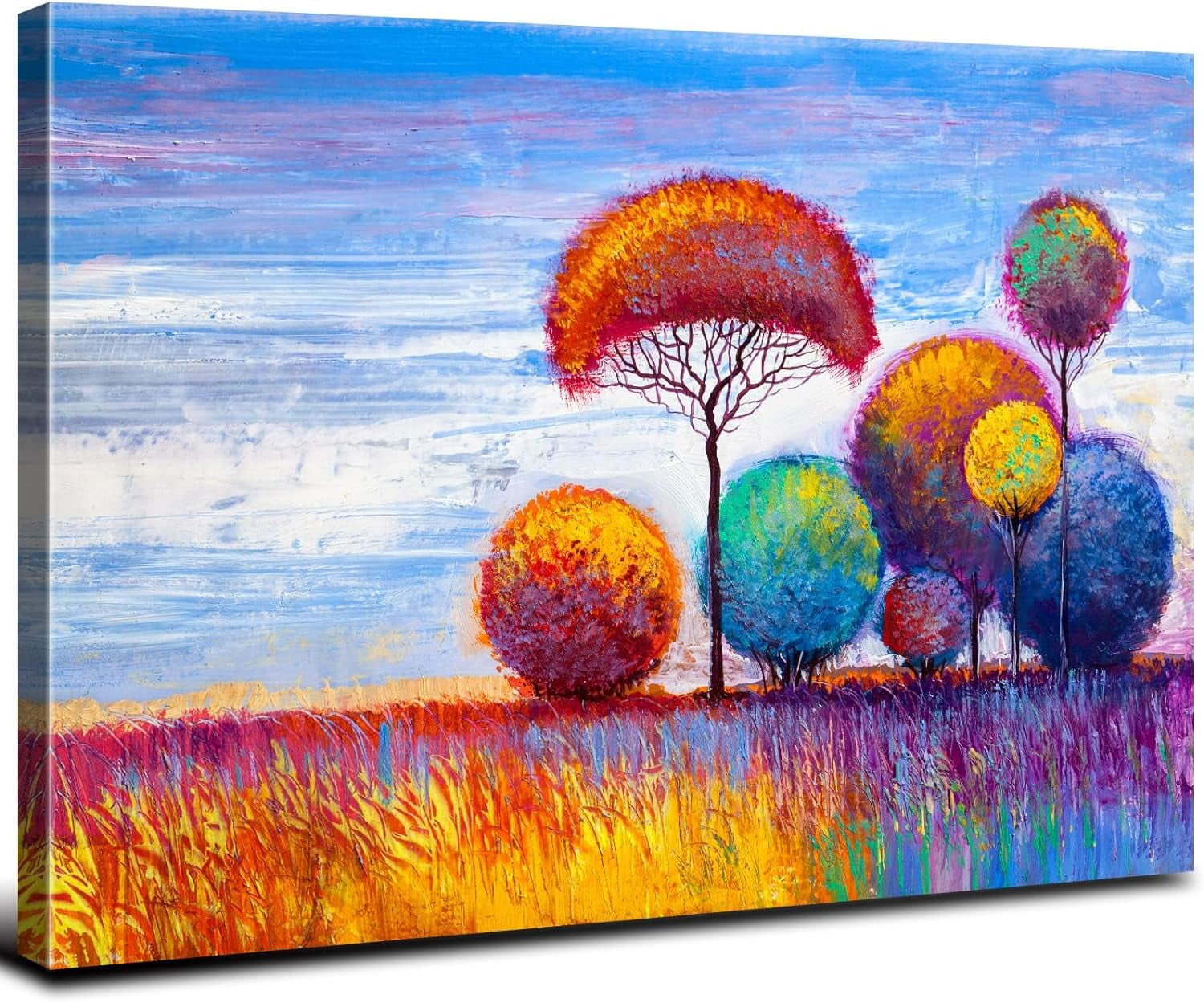 Abstract Nature Wall Art Colorful Tree Pictures Wall Decor Watercolor ...