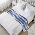 Abstract Navy Blue Bed Runner Scarf Cal King Size, Vintage Grey Street ...