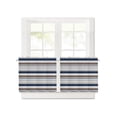 Abstract Navy Blue Brown Stripes Line Short Blackout Curtains 30 Inch ...