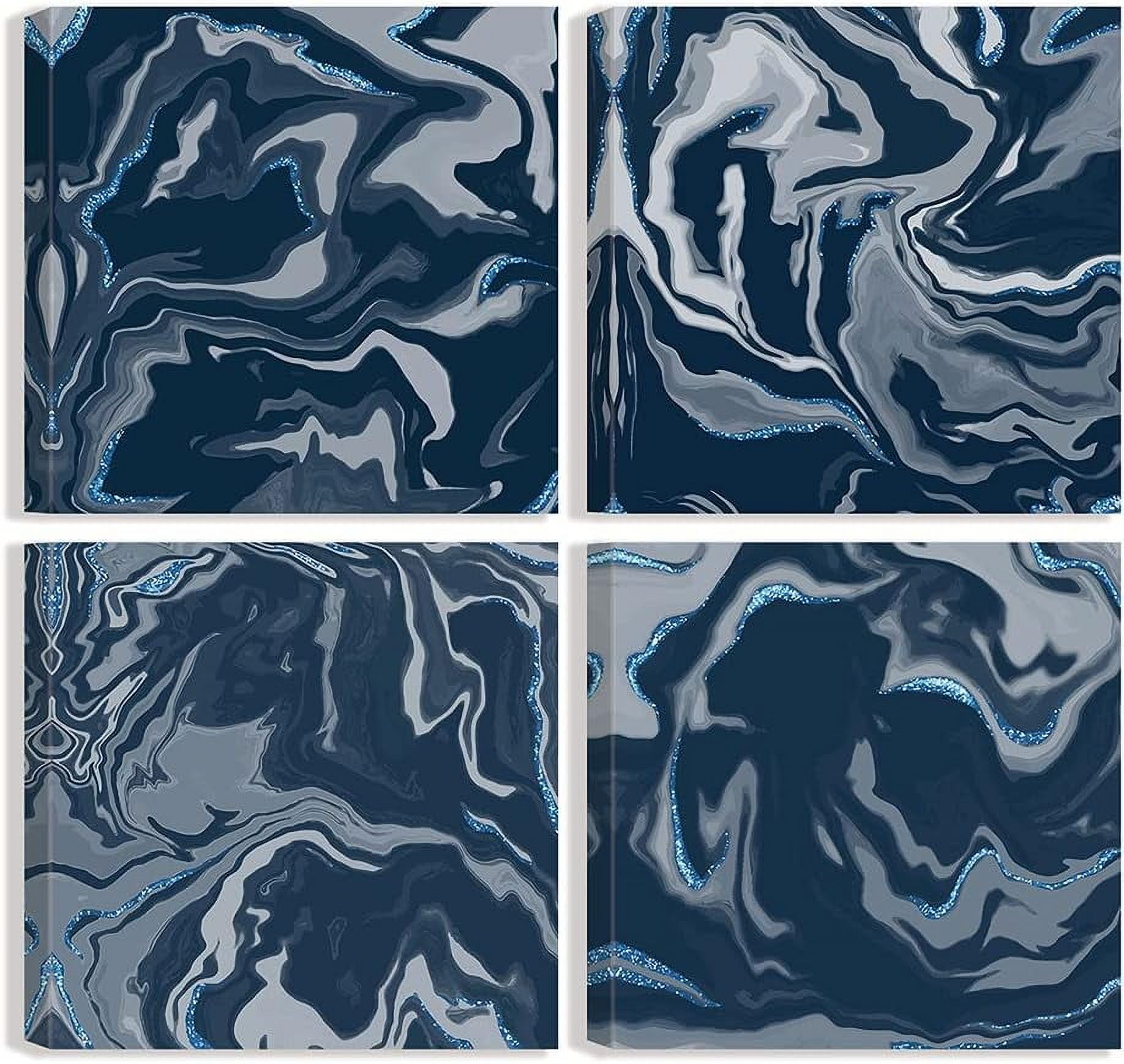 Abstract Navy Blue Canvas Prints Wall Art Paintings Flowing Water ...